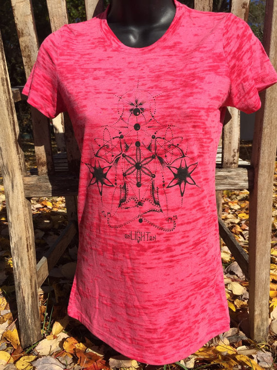 Ladies Pink Burnout Spiritualize Tee – Enlighten Clothing Co.